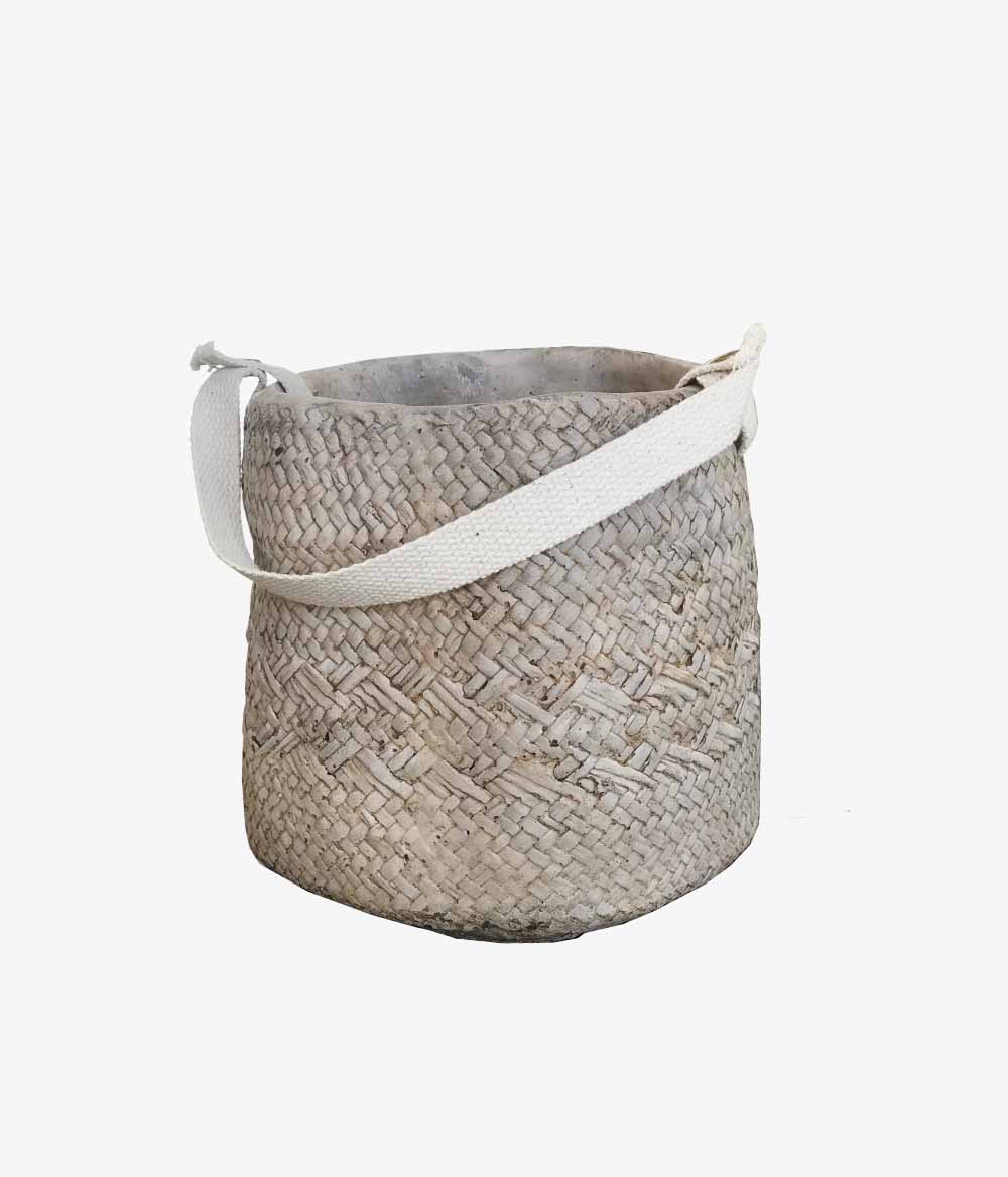 Cachepot B14 Cor Palha Natural e Alças - Loja Spazzio